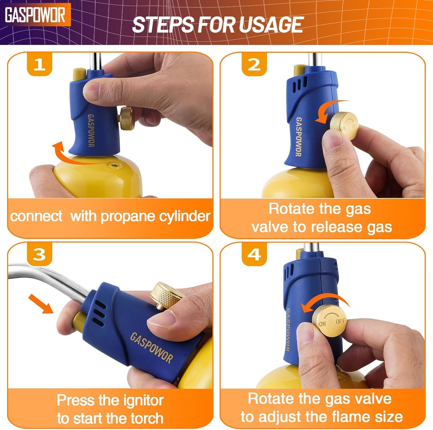 Snapklik.com : GASPOWOR Propane Torch Head
