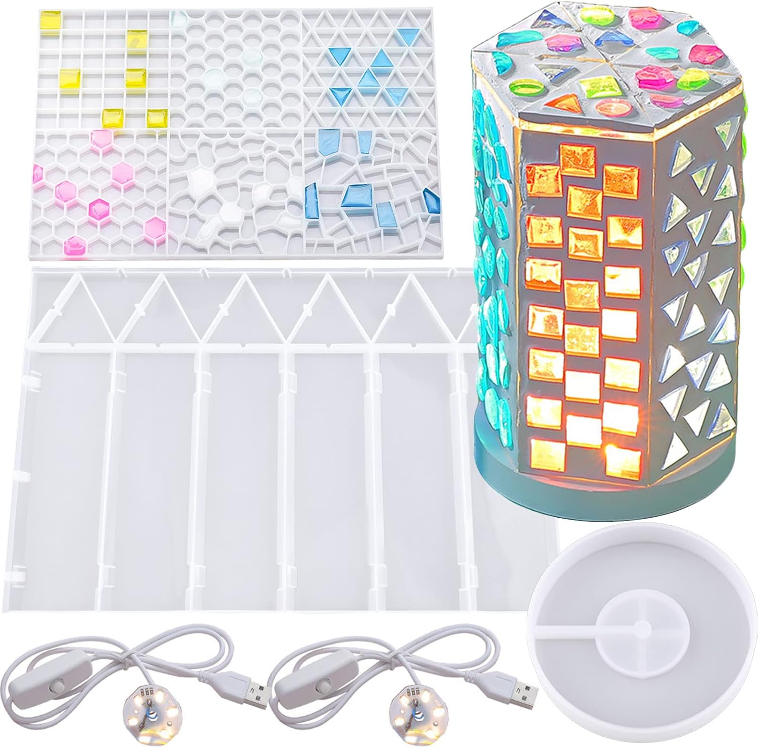 Amazon.com: Resin Lamp Mold, Mosaic Table Lamp Silicone Molds, Night ...