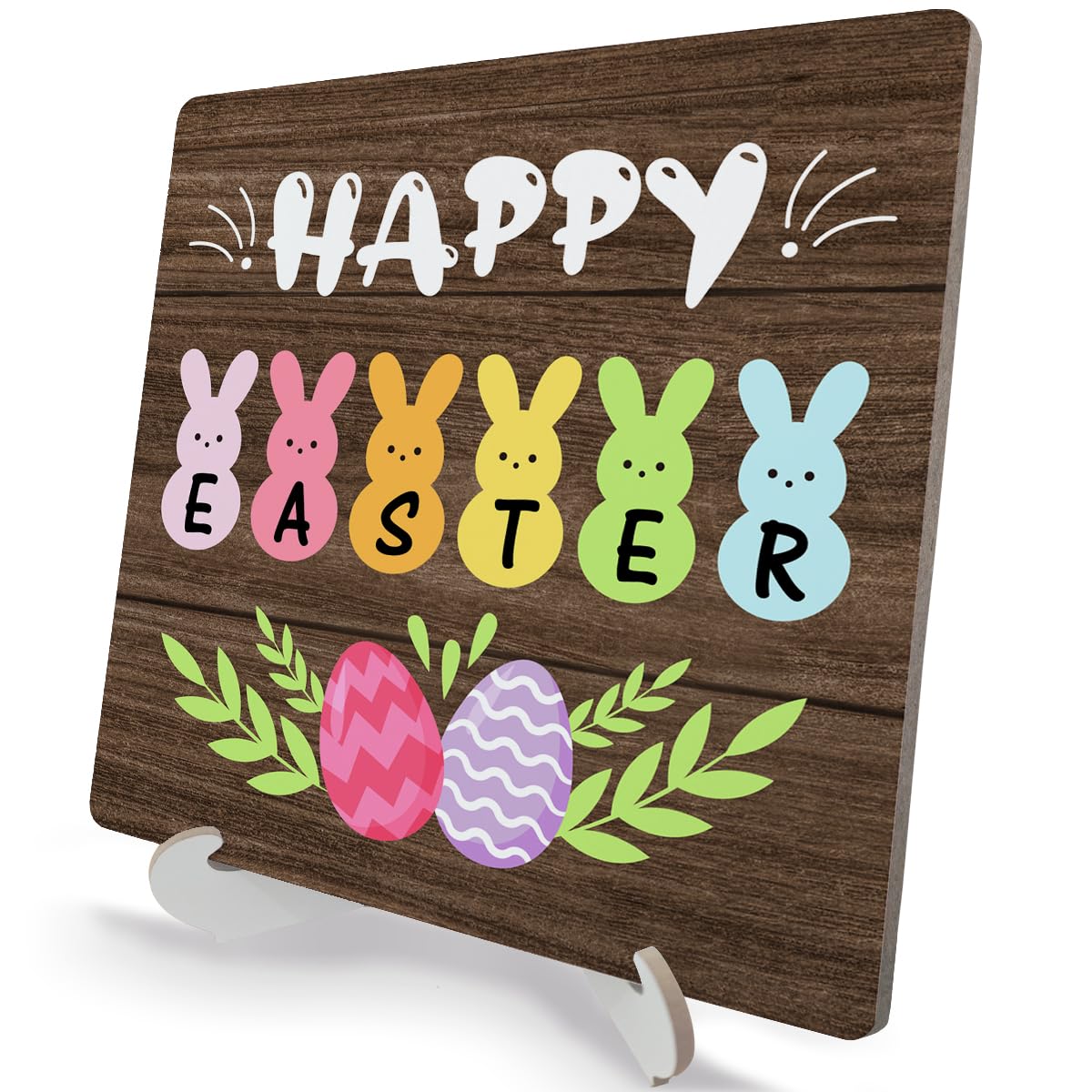 Amazon.com: Farmhouse Easter Decorations Happy Easter Wooden Plaque ...