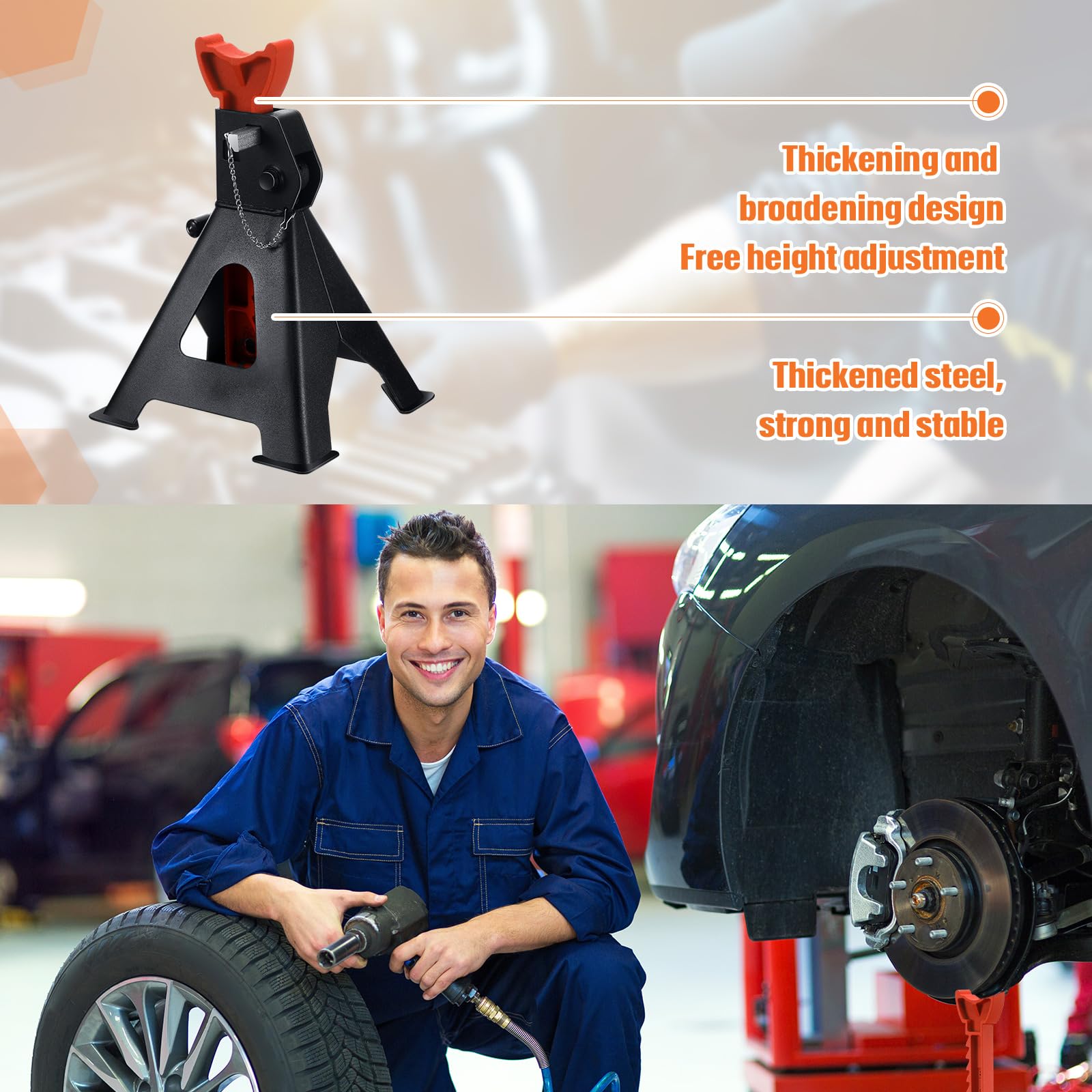 Snapklik.com : Gisafai 1 Pair 3 Ton 6600 Lbs Heavy Duty Jack Stands Adjustable Ratchet Car ...