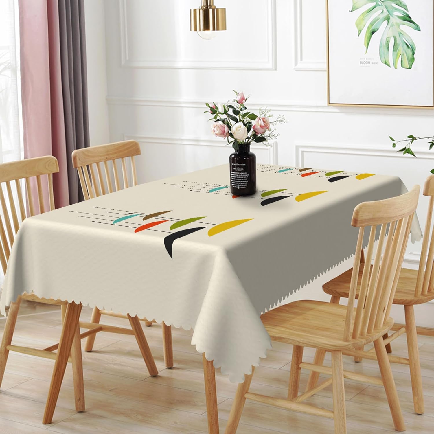 Amazon.com: TTQYFNM 52x70inches Mid Century Tablecloth Modern Geometric ...