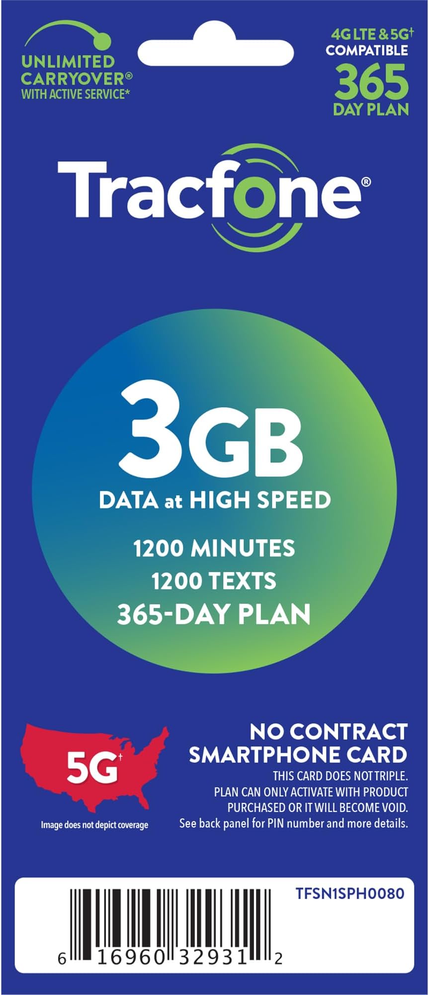 Amazon.com: TracFone $20 Unlimited Talk, Text, 1GB Data 30–Day Plan ...