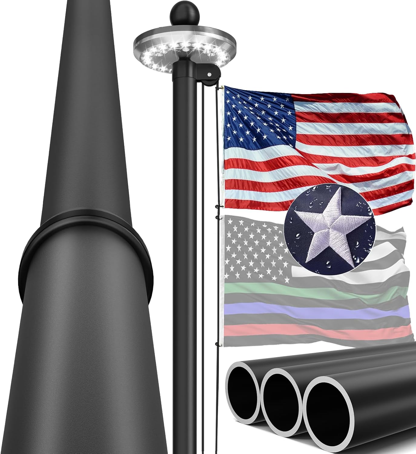 Amazon.com : IIOPE 25FT Heavy Duty Flag Pole – 2.7" Large Bottom Tube ...