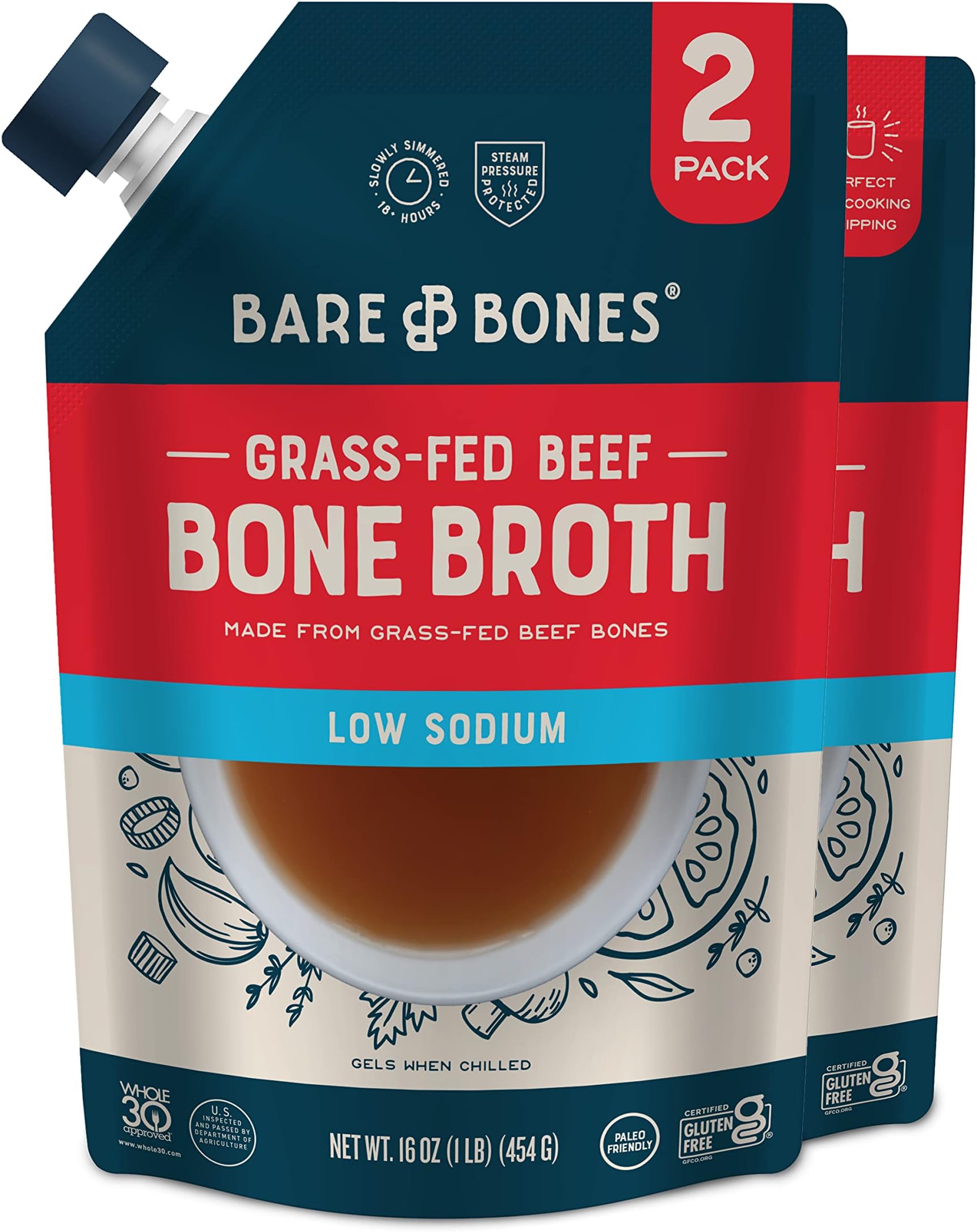 Amazon.com: Bare Bones Low Sodium Beef Bone Broth for Cooking and ...