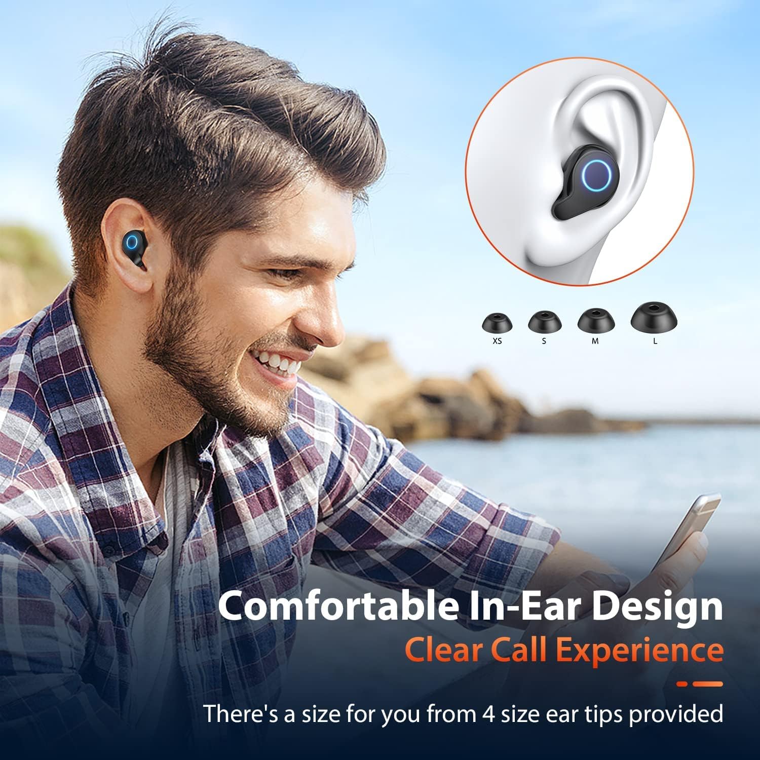 NIPELL Auriculares inalámbricos auriculares Bluetooth 52 con funda de ...