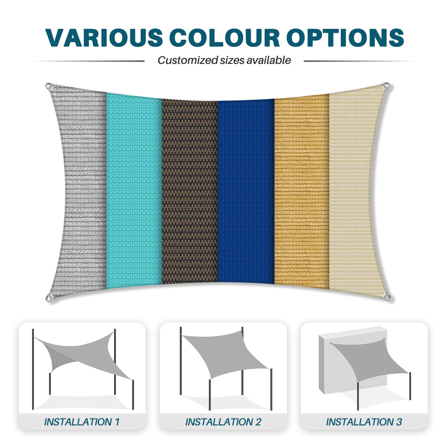 Snapklik.com : Coarbor 20x20 Reinforced Wire Sun Shade Sail Rectangle ...