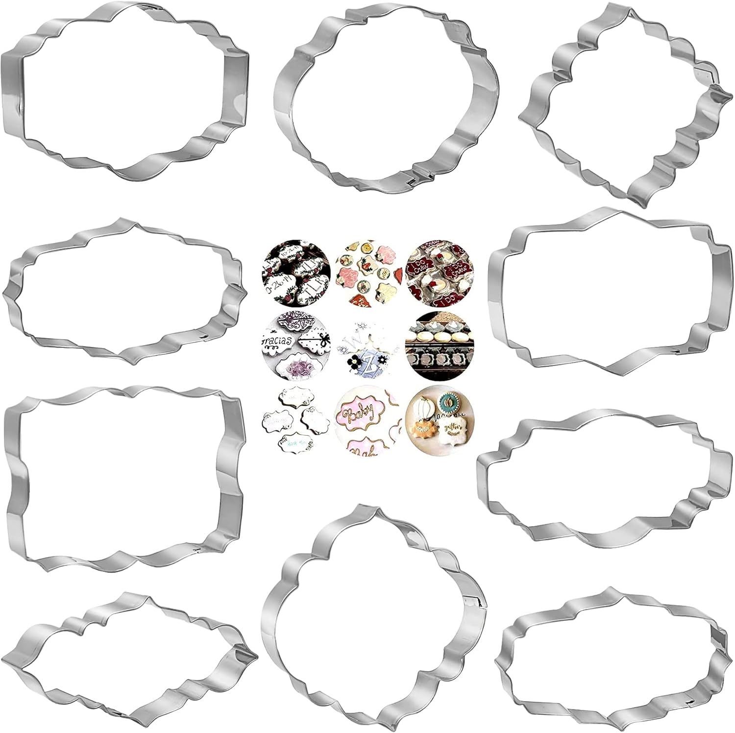10 Pieces Cookie Cutter SetVarious Shapes Different Frames Fondant ...