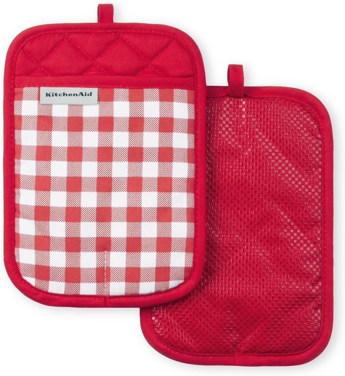 Amazon.com: KitchenAid Gingham Pot Holder 2-Pack Set, Passion Red, 7 ...