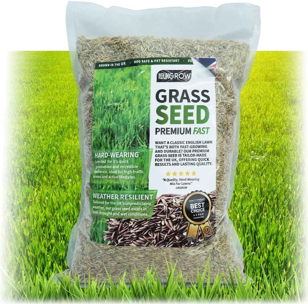 UKgrow Fast Grow Grass Seed: Quick-Sprouting Lawn Seed for Patch ...