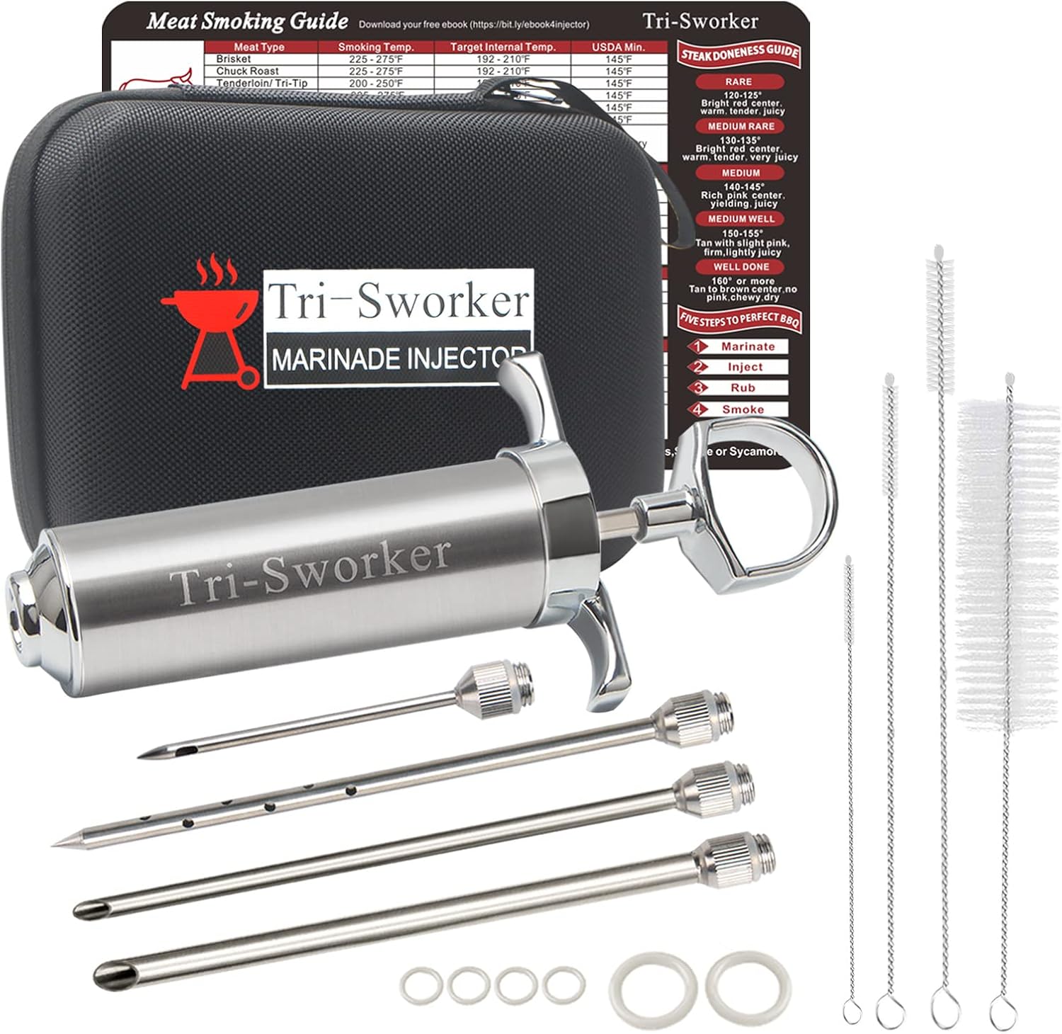 Amazon.com: Tri-Sworker Meat Injectors for Smoking with Case and 4 ...