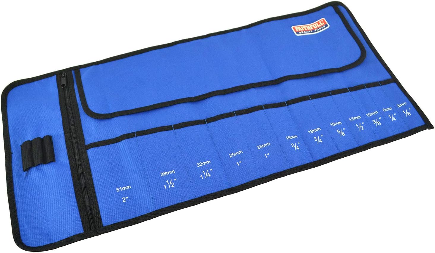 Faithfull FAICR12 12 Pocket Chisel Roll With Zip Up Compartment, Blue ...