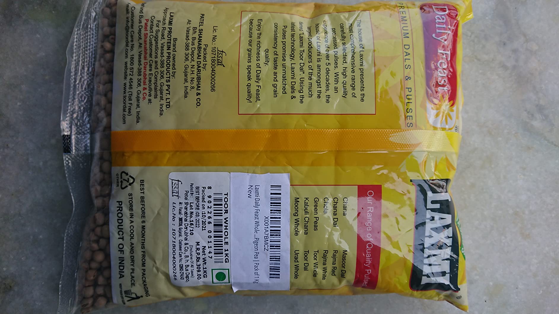 Laxmi Daily Feast 2kg Whole Toor/Whole Gram | Natural Whole Toor/Whole ...