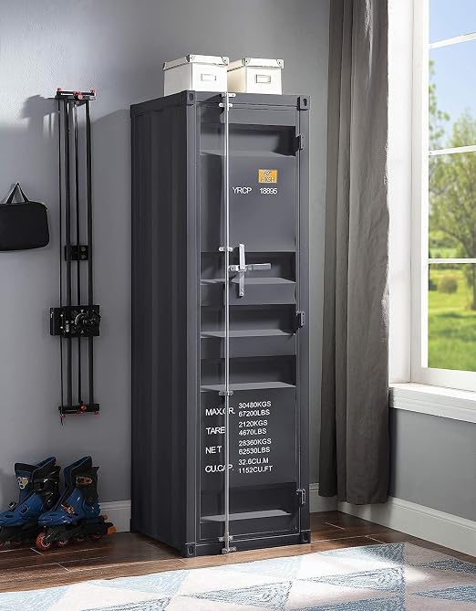 Amazon.com: Acme Cargo Wardrobe Armoire with 1 Door in Gunmetal : Home ...