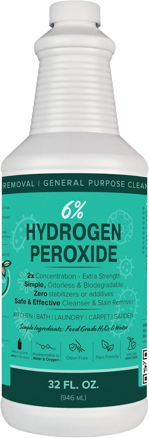 Solución de peróxido de hidrógeno al 6%, 1 galón (solo H2O2 de grado ...