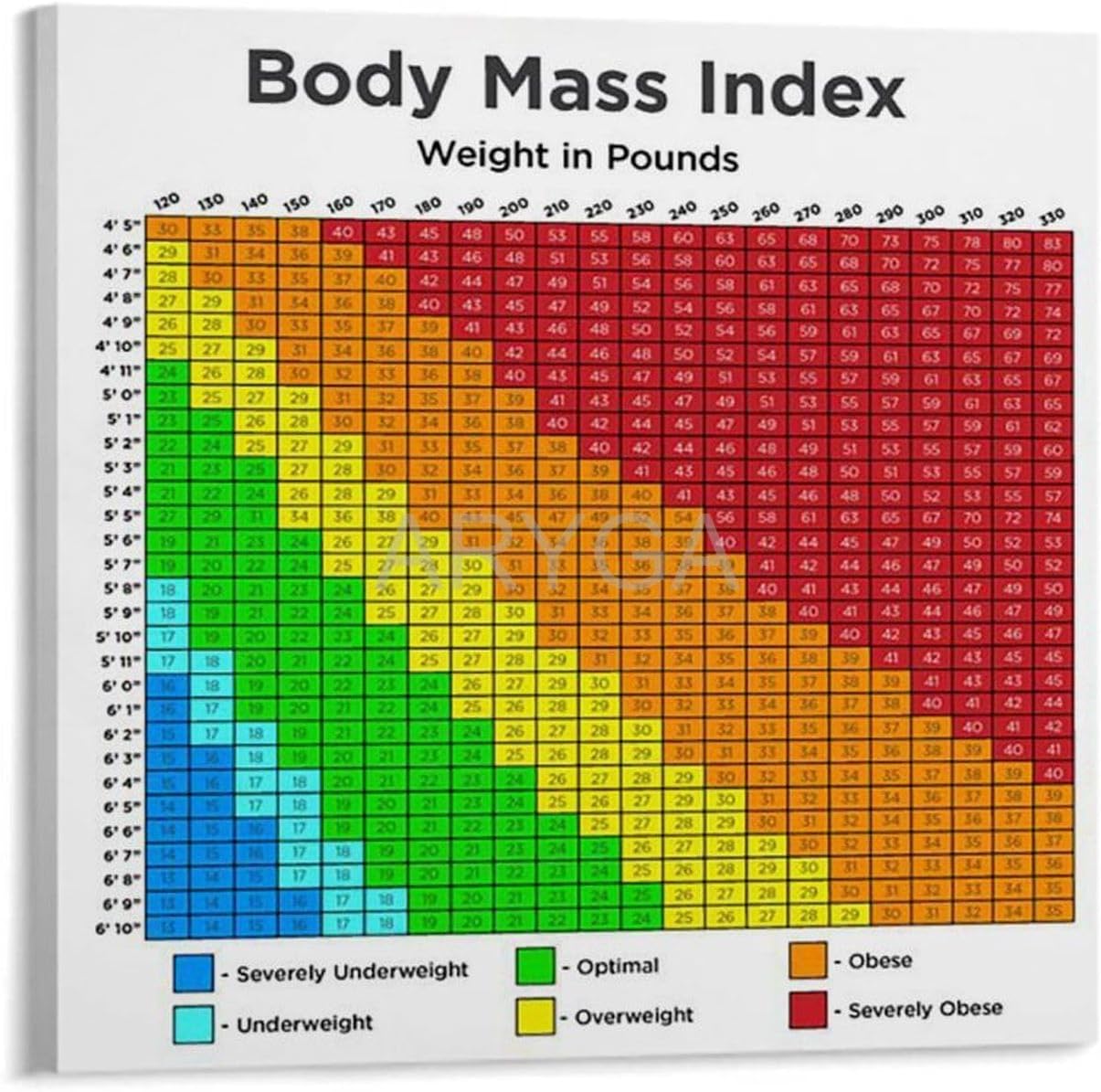 Amazon.com: ARYGA Literary Poster Body Mass Index Chart for Men And ...