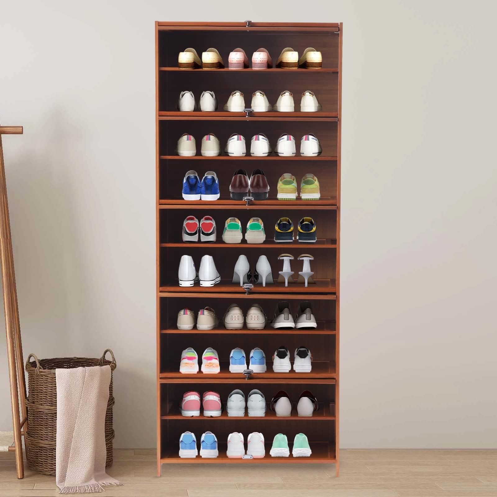 Amazon.com: LOHISHILO 10 Tier Freestanding Shoe Cabinet, Entryway Shoe ...