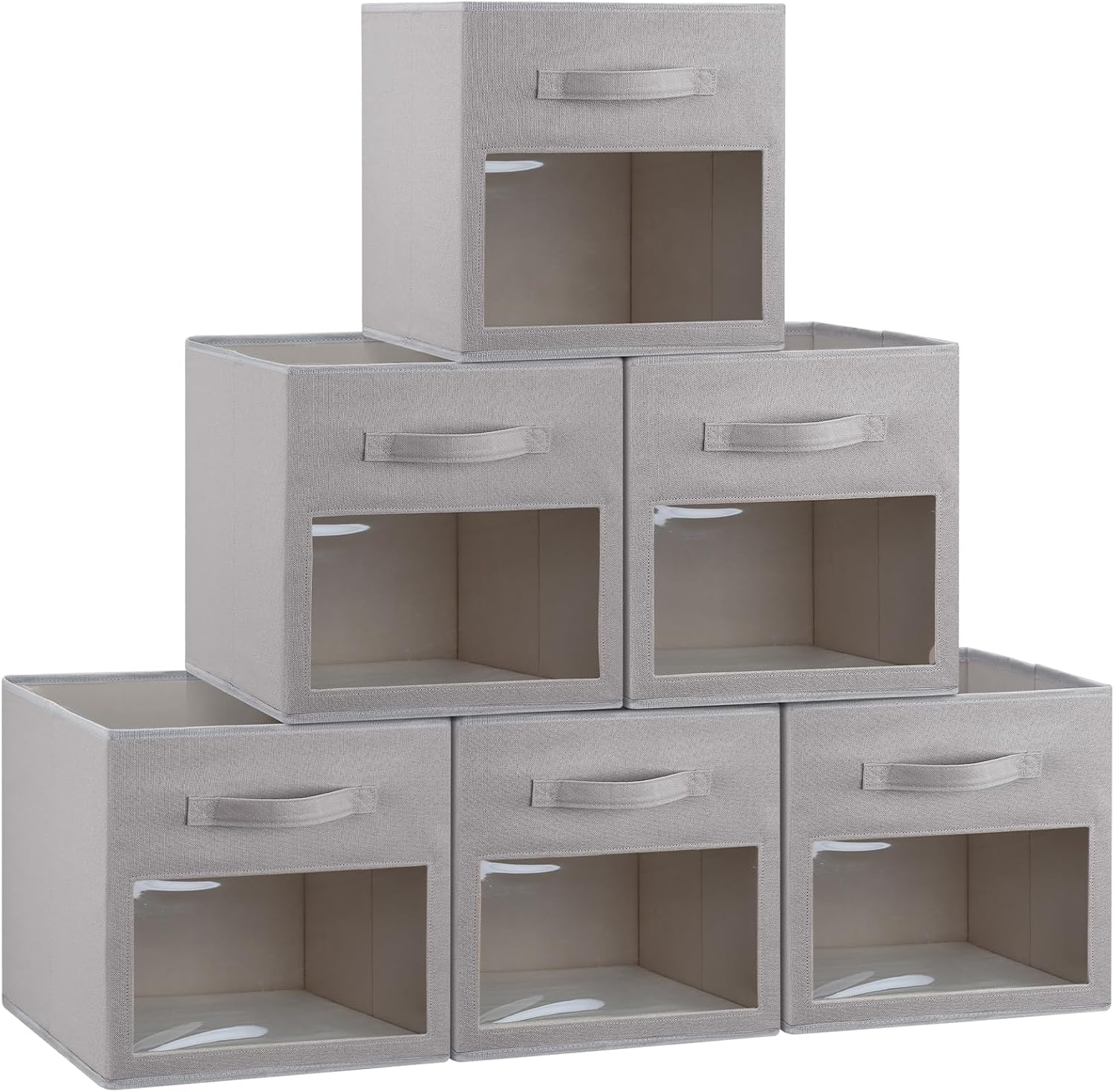 Amazon.com: Posprica 13x13x13 Storage Bins with Clear Window, 6 Pack ...