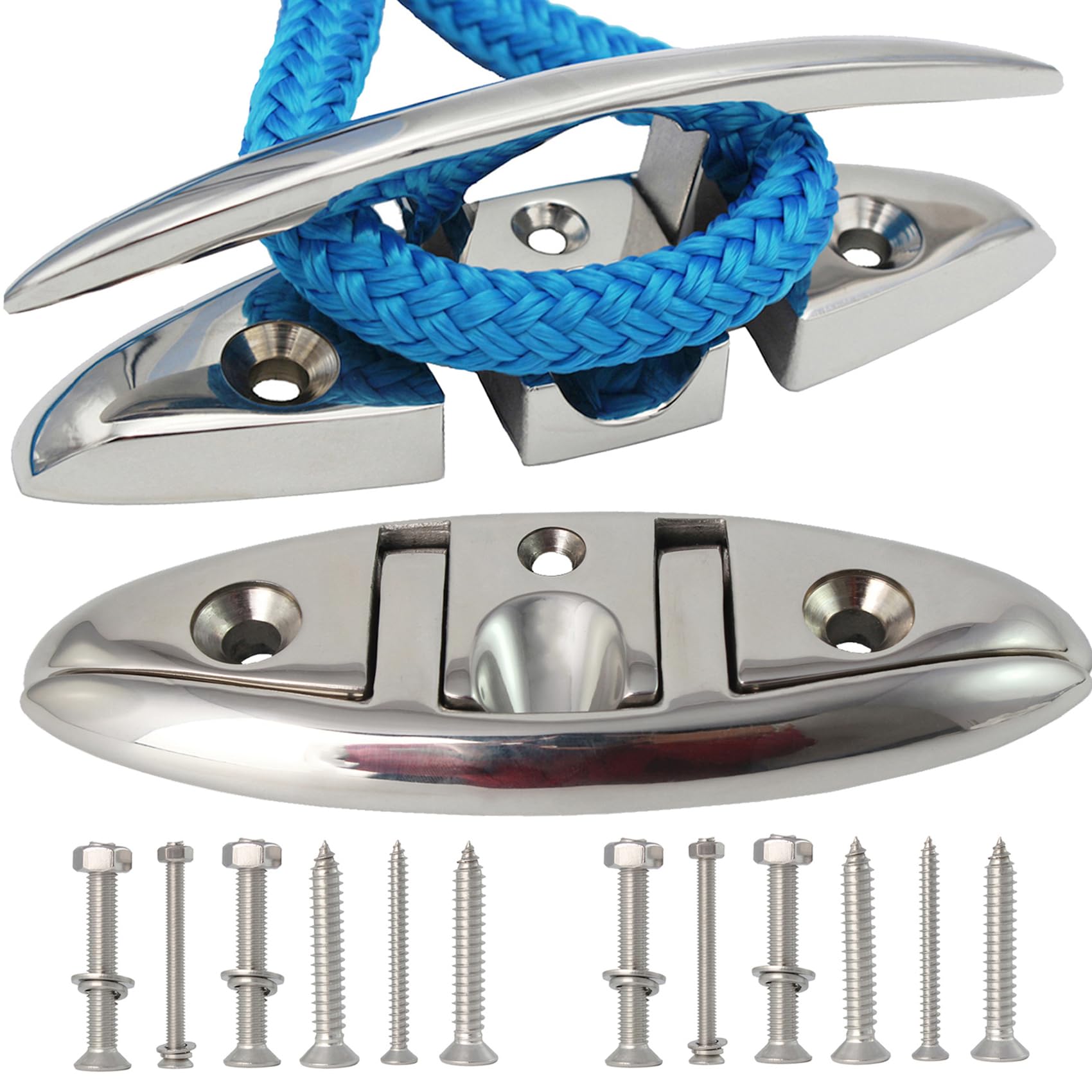 Snapklik.com : VEITHI 316 Stainless Steel Boat Folding Cleats 8.5 Inch ...