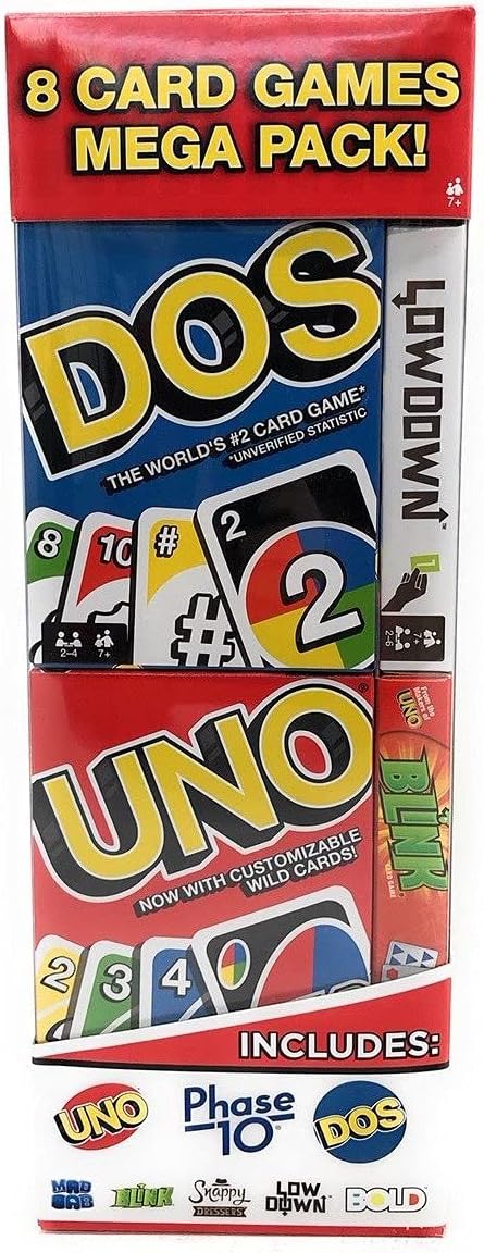 Mattel Games 8 Card Games Mega Pack - Uno, Phase 10, Dos, Mad Gab, More ...