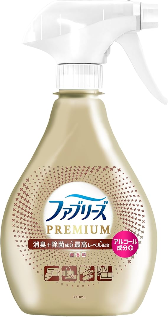 Amazon.co.jp: ファブリーズ 消臭スプレー PREMIUM 消臭＋除菌成分最高レベル配合 衣類・布製品用消臭剤 アルコール成分＋ 無香料 本体 370mL : ドラッグストア