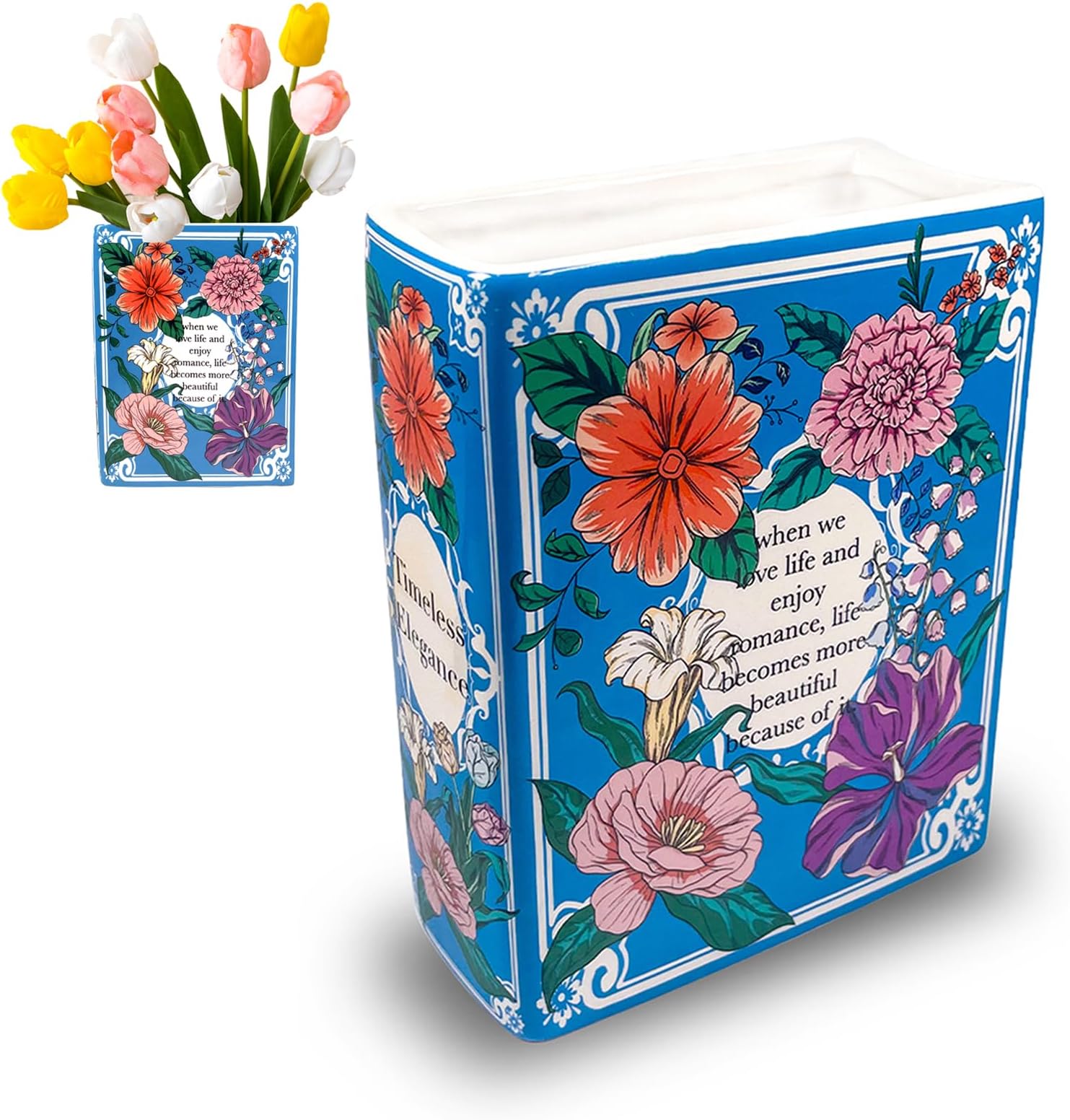 Amazon.com: Steel Mill & Co Book-Shaped, Ceramic, Decorative Vase ...