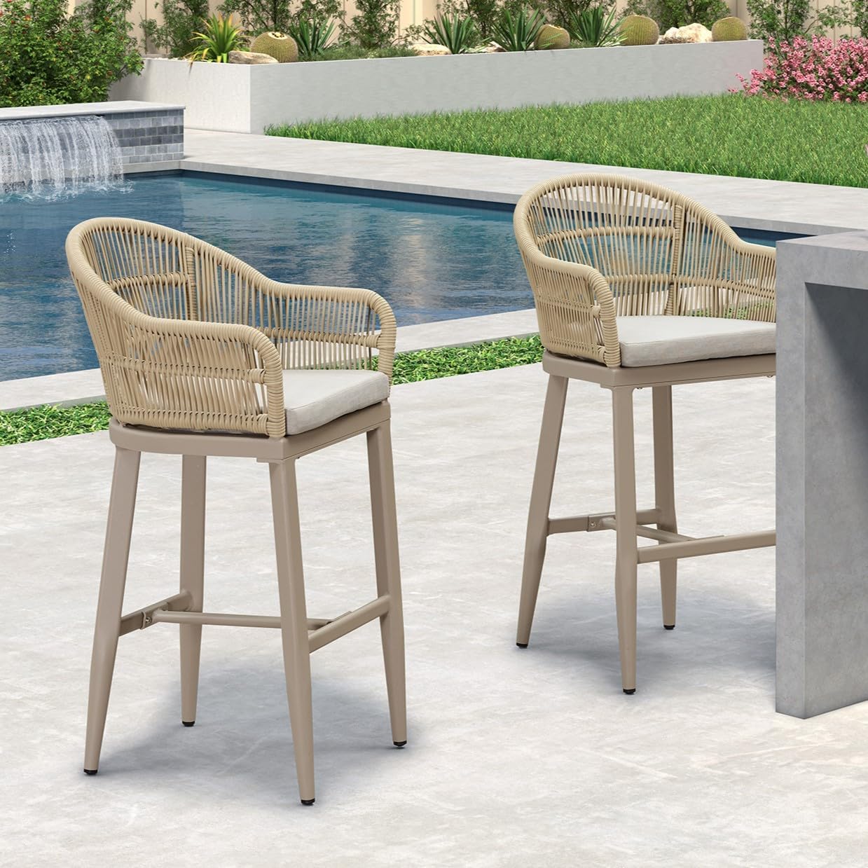 Amazon.com: PURPLE LEAF Outdoor Bar Height Stools Set of 2 Patio Metal ...