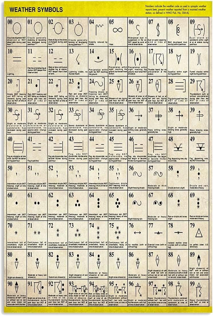 Amazon.com : Weather Symbols Chart Metal Signs Meteorology Science ...