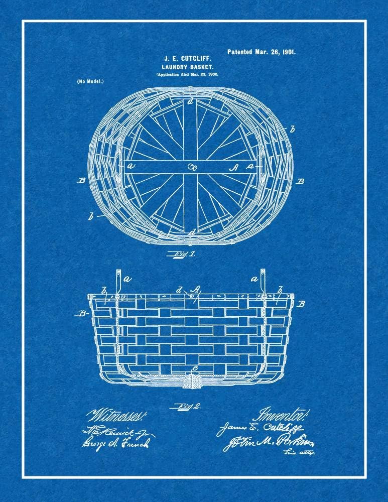 Amazon.com: Laundry-basket Patent Print Blueprint with Border (24" x 30 ...