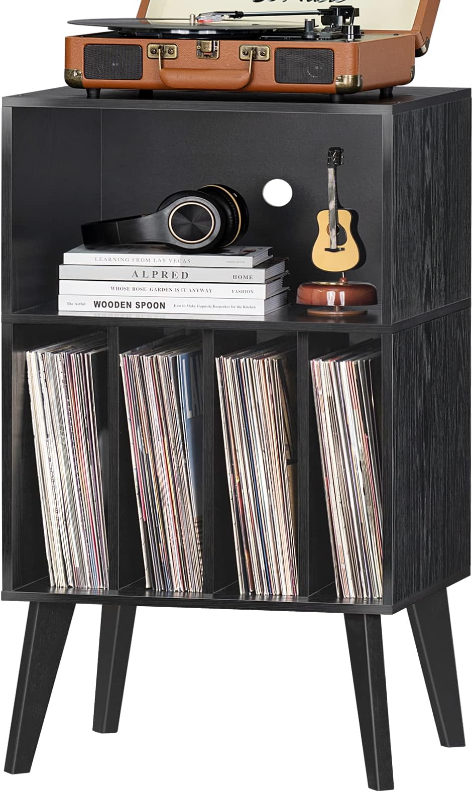 Amazon.com: Mino Kesper Black Record Player Stand with Nesting Vinyl ...