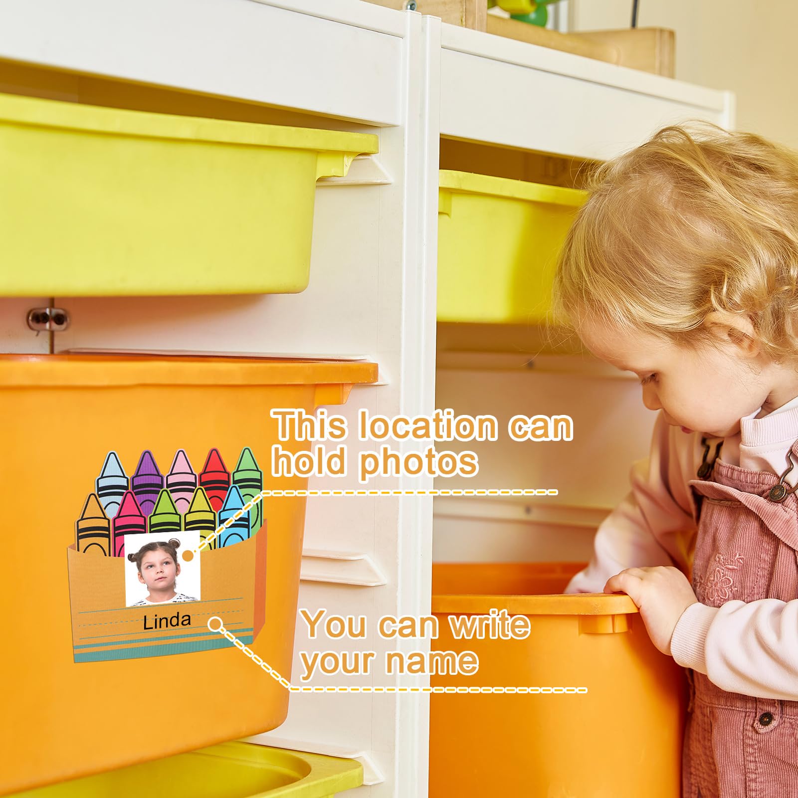 Snapklik.com : Fuyoooo 42pcs Crayon Box Desk Name Tags Kids Photo ...