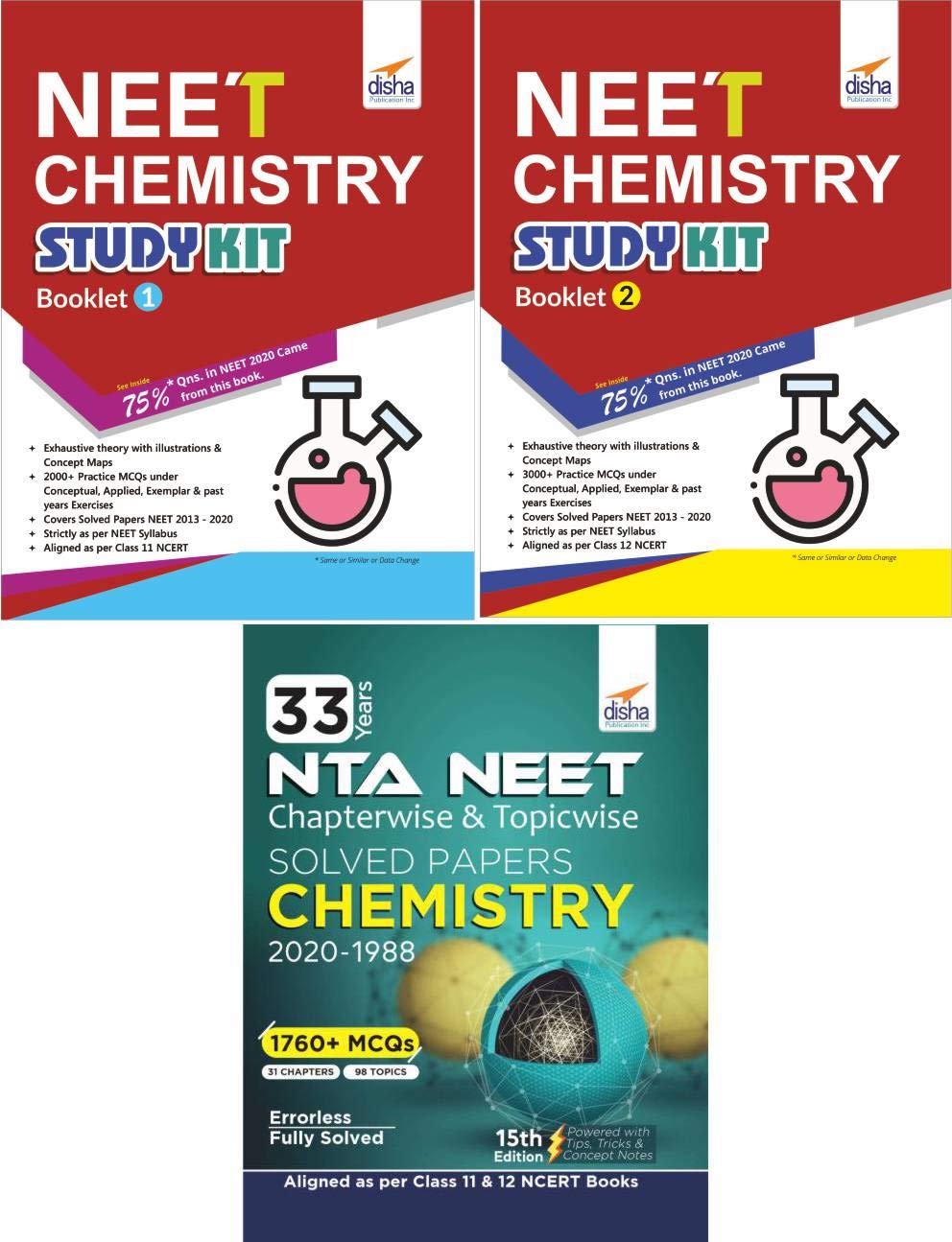 Buy NEET Chemistry Study Kit Booklet 1 & 2 with 33 Years Solved Papers ...