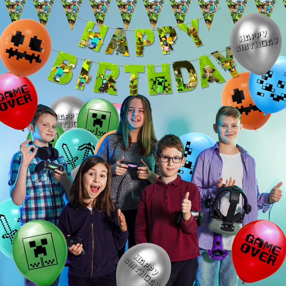 236 piezas Pixel Style Gamer Birthday Party Supplies,...B09NPZT9XZ ...