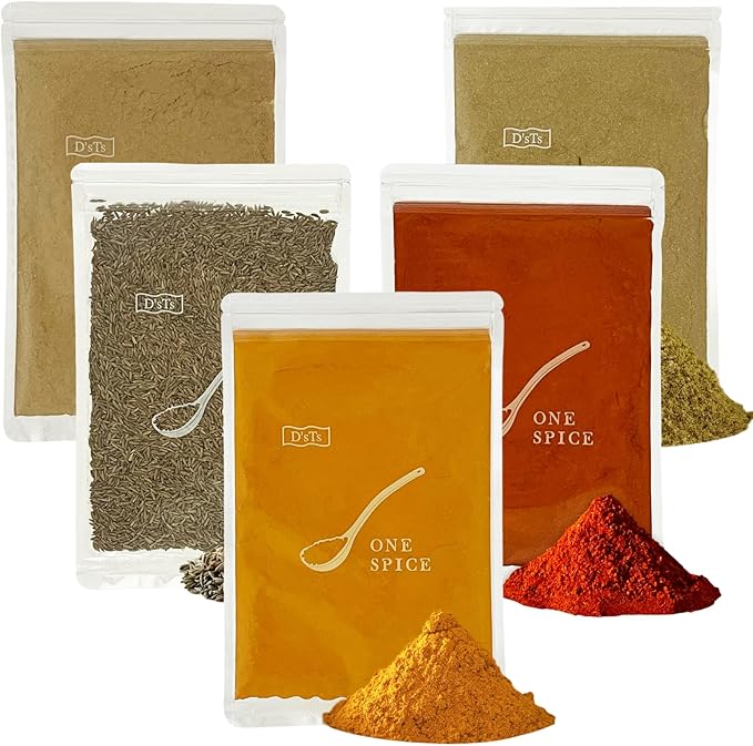 Amazon | D'sTs スパイス カレー クミンシード ターメリック クミンパウダー チリパウダーコリアンダーパウダー カレー粉 無添加 100g 5種セット | D'sTs | カレー ...