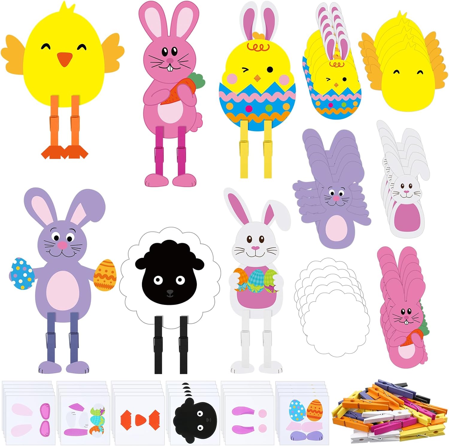 Amazon.com: Lineshading 30 Sets Easter Crafts for Kids DIY Easter Bunny ...