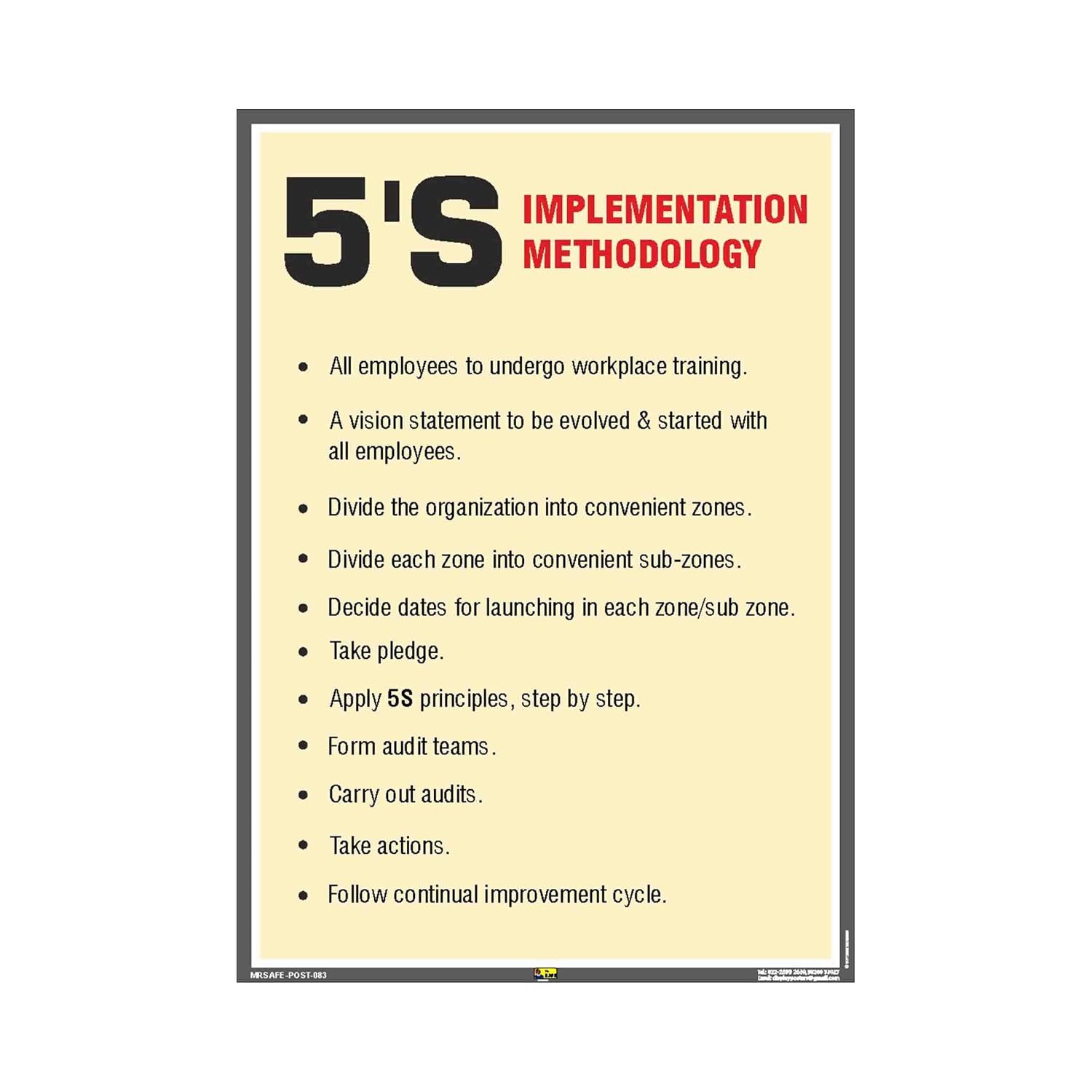 Mr. Safe - 5S Implementation Methodology Poster PVC Sticker A4 (8.25 ...