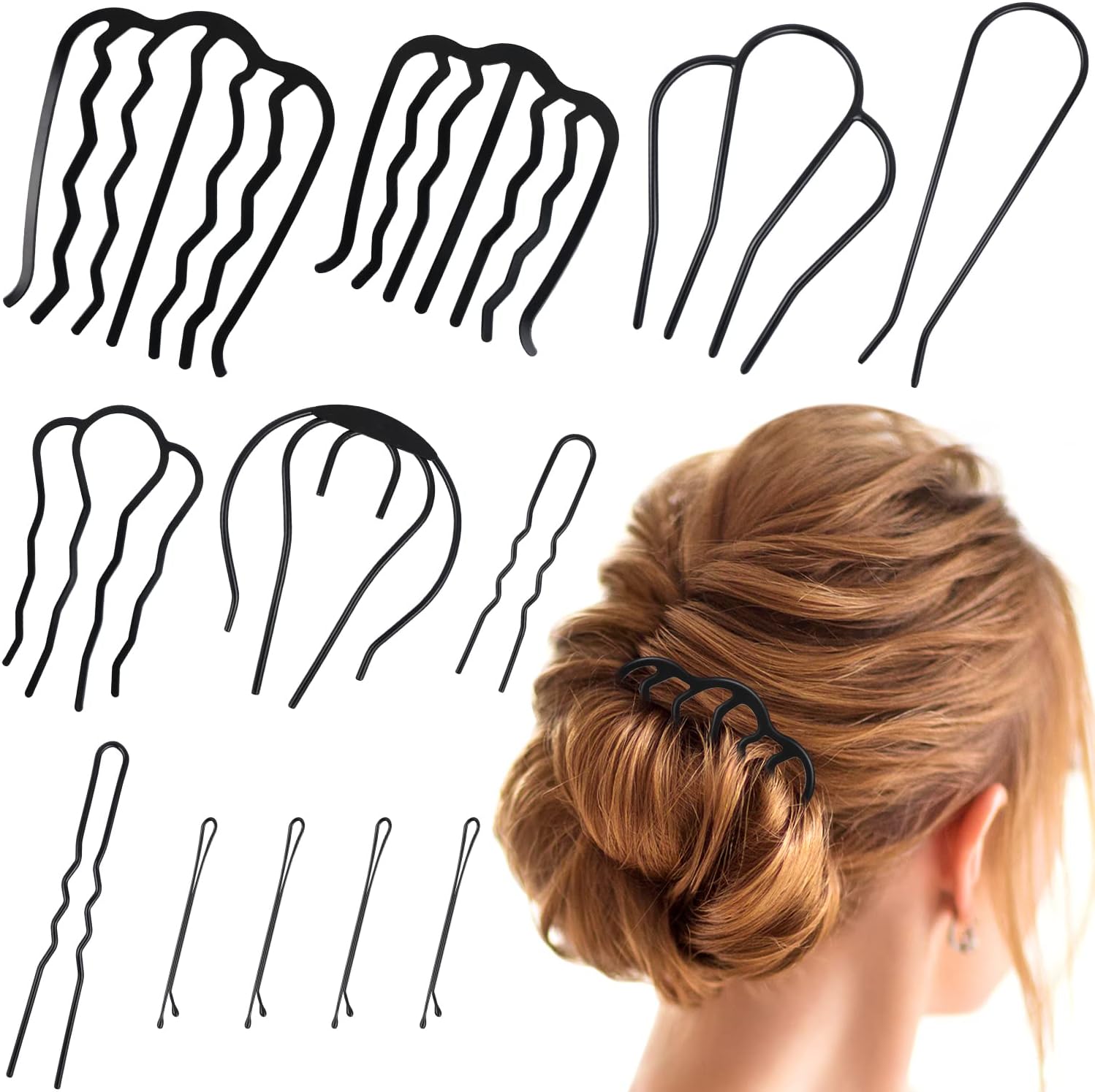 Amazon.com : 7 Pcs Metal Hair Side Combs Hair Fork Clip Teeth Hair Pin ...