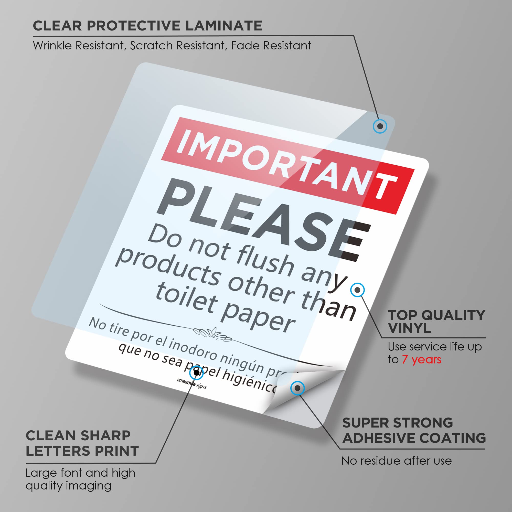 Snapklik.com : Please Do Not Flush Sign Stickers 10 Pack 6" X 6" Please ...