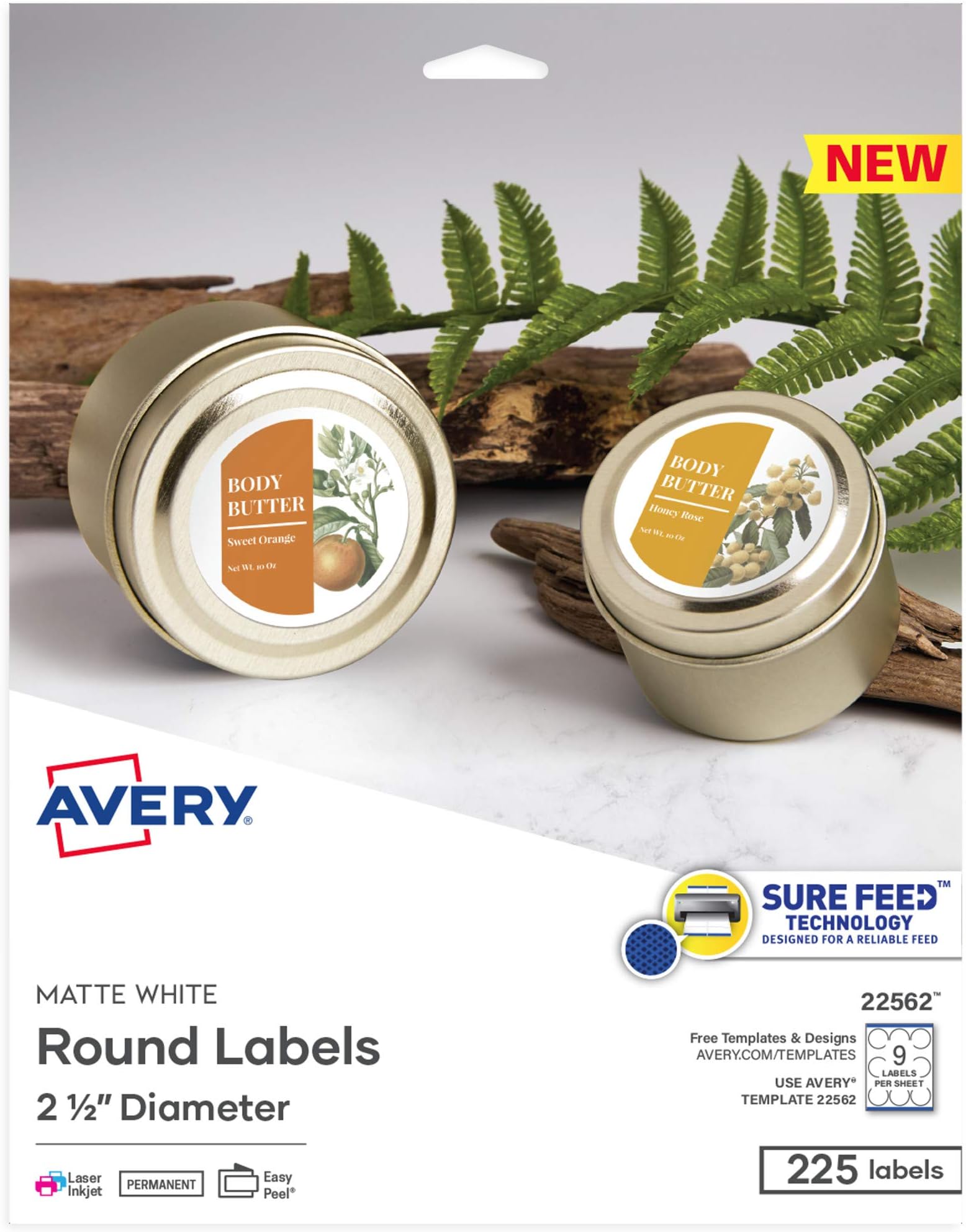Amazon.com : Avery Kraft Brown Round Labels with Sure Feed Technology ...