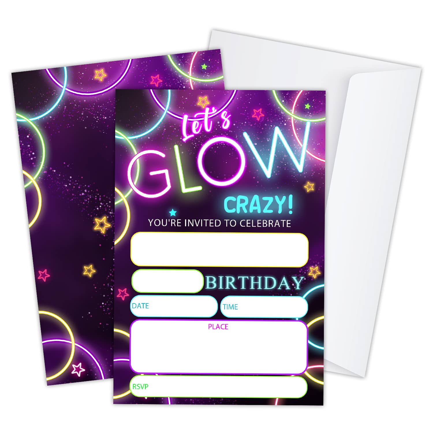 Black Light Birthday Party Invitations