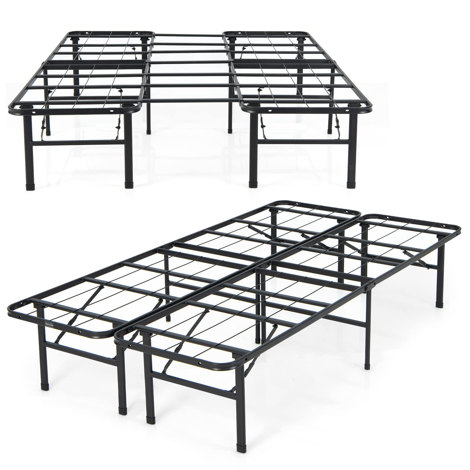 Amazon.com: GOFLAME Folding Metal Platform Bed Frame, 13 Inch Heavy ...