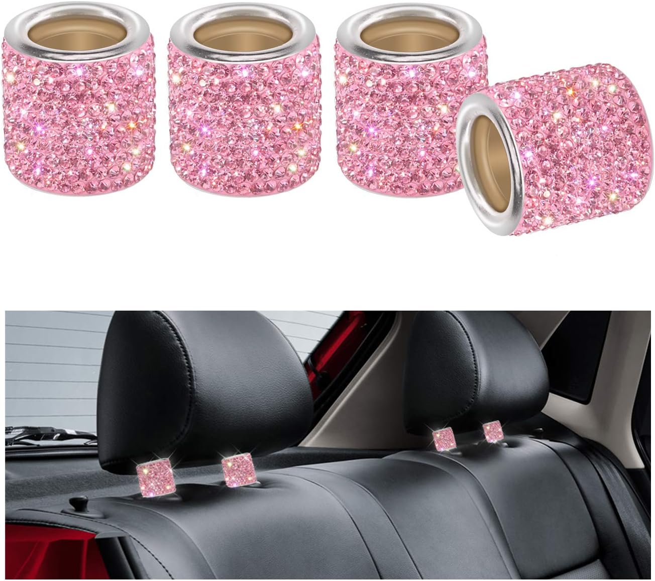 Amazon.com: Car Headrest Collars, YINUO 4 Pack Crystal Car Seat ...