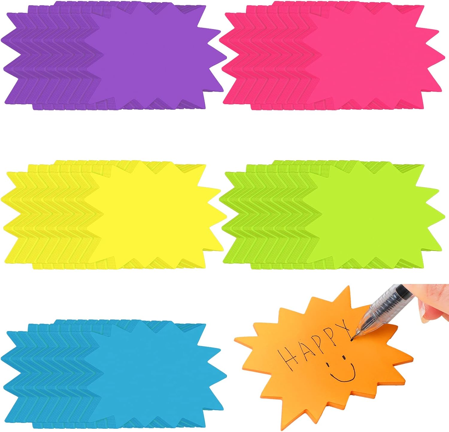 Amazon.com : Crtiin 1200 Sheets Starburst Sticky Notes Neon Fluorescent ...