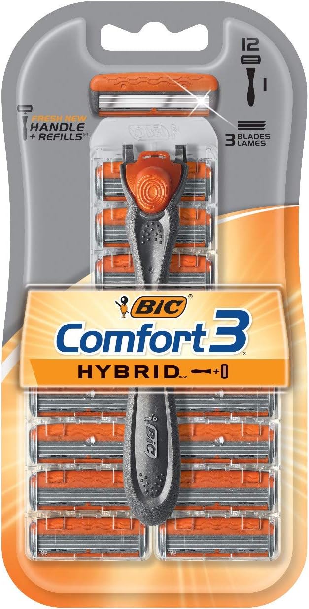 Amazon.com: Bic Shaver Comfort 3 Hybrid With 12 Refills (Pack of 3 ...