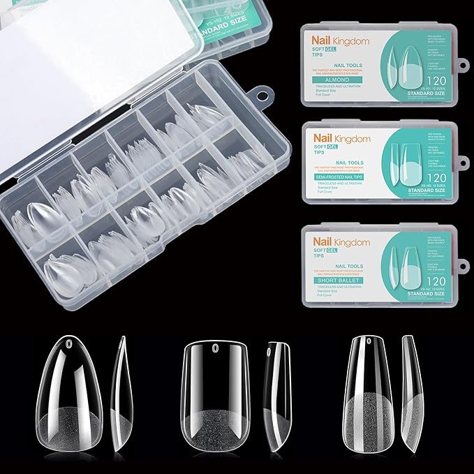 Amazon.com: Soft Gel False Nail Tips 3 Styles Kit - Medium Almond ...