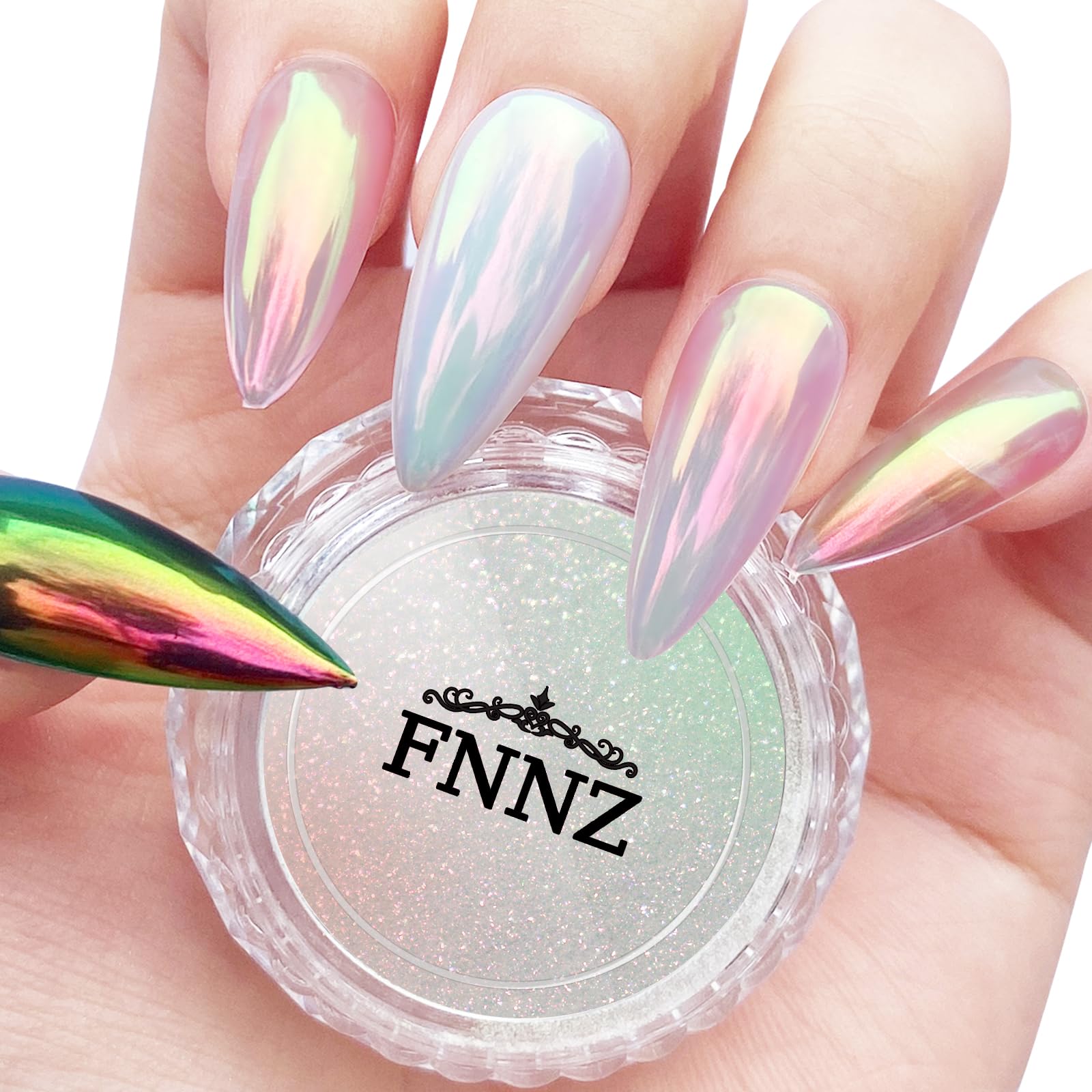 Amazon.com: FNNZ Unicorn Chrome Nail Powder, Aurora Unichrome Mermaid ...