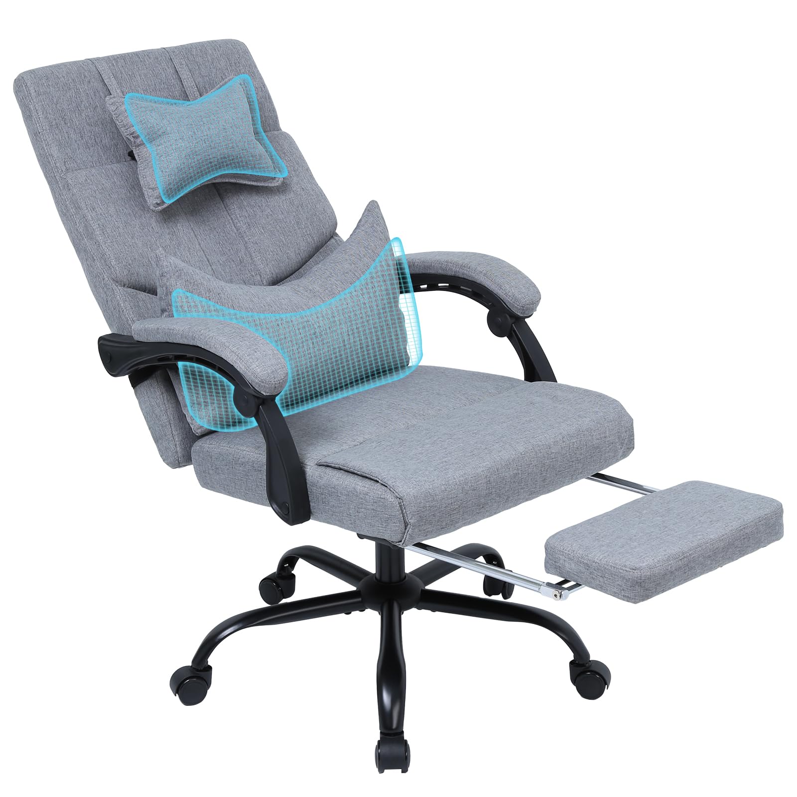 Amazon.com: Executive Office Chair with Footrest Comfy Reclining ...