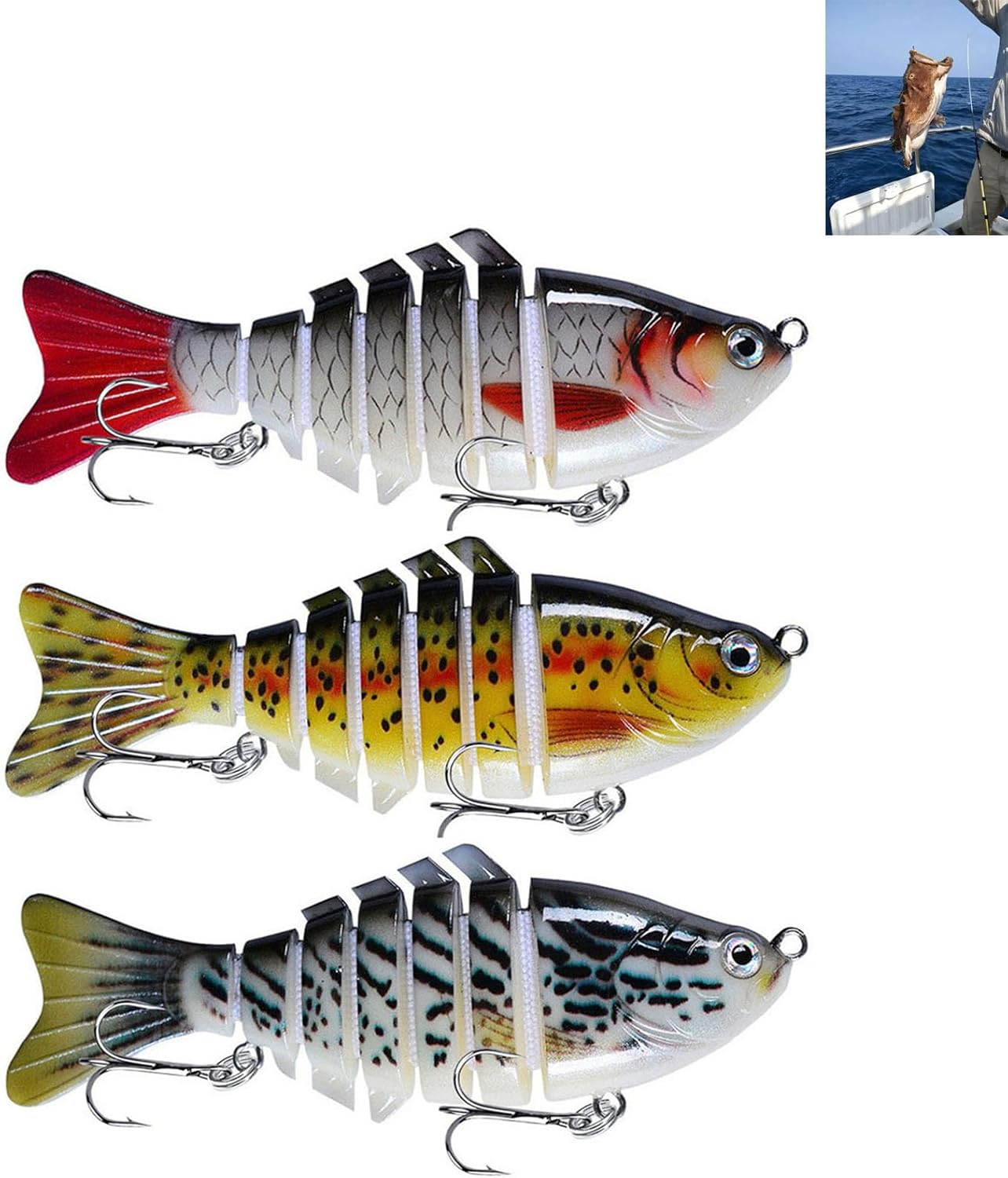 Amazon.com : Sushenwe Fishing Lures for Bass Perch 3Pcs Saltwater Multi ...