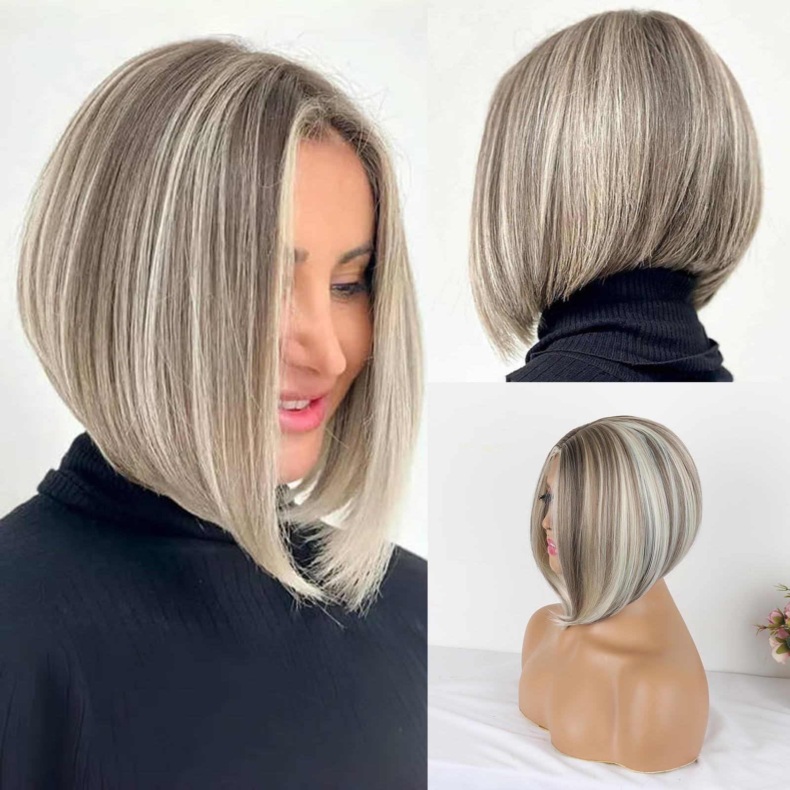 Amazon.com : CHINOO Short Lace Bob Hair Wigs for White Women Blonde ...
