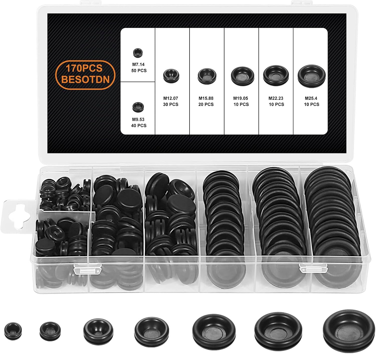 Amazon.com: 170PCS Rubber Grommet Kit - Closed Grommet Plug, Electrical ...