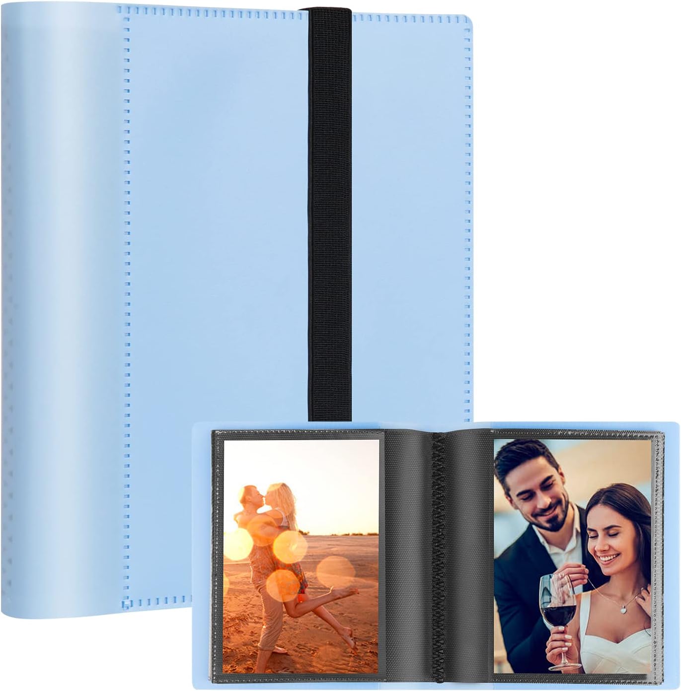 Small Photo Album 4x6, Mini Photo Album Hold 64 Pictures, Black Inner ...